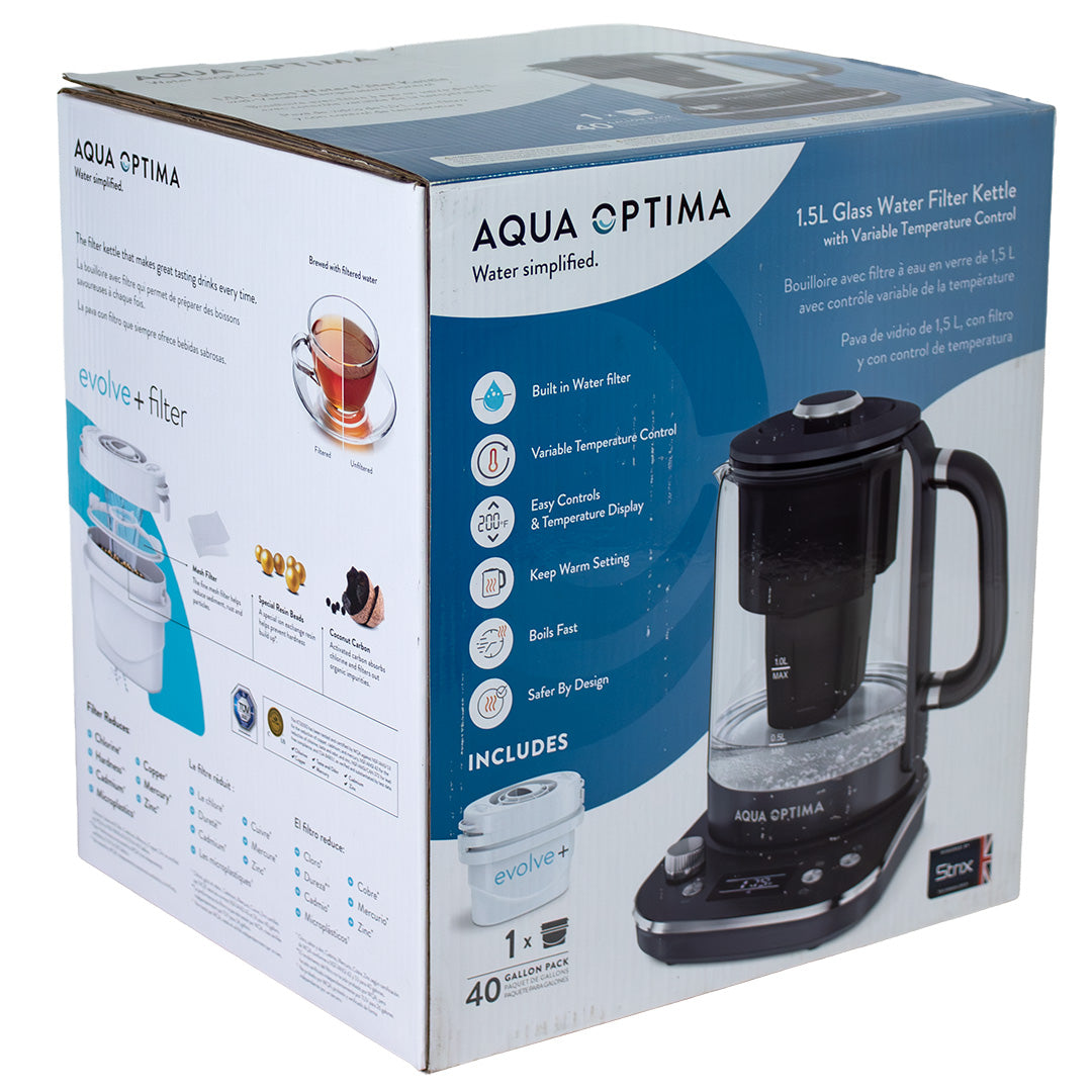 AQUA OPTIMA KT3000 Glass Water Filter Kettle with Variable Temperature ...
