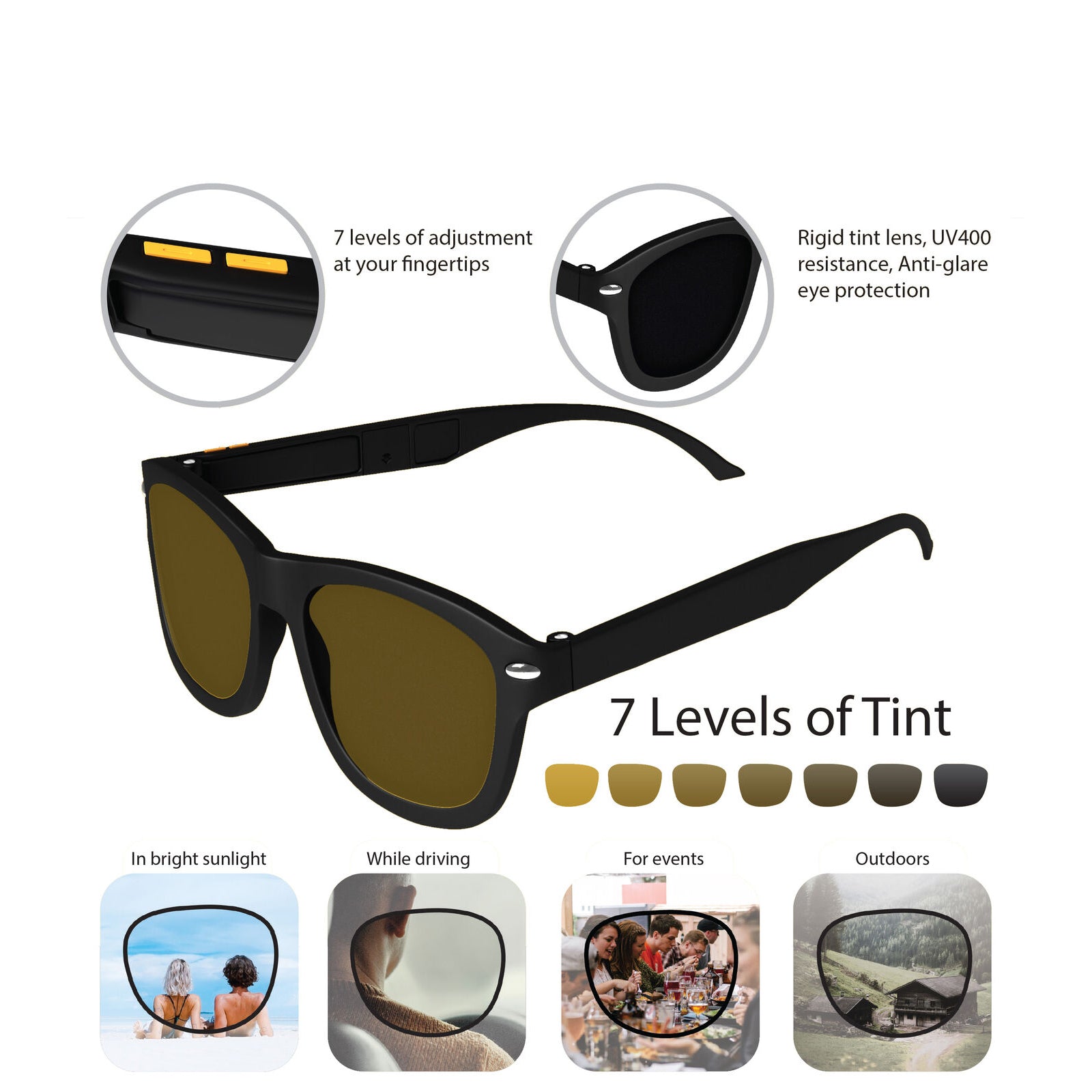 7 Sun Blocker LCD Sunglasses With Case & Micro- Fiber Cloth - As Seen ...